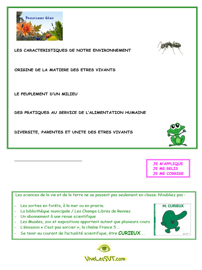 Programme Svt 6ème | PDF