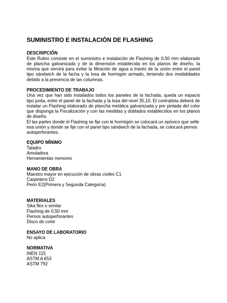 Suministro e Instalación de Flashing | PDF