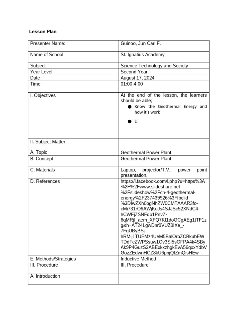STS Lesson Plan | PDF