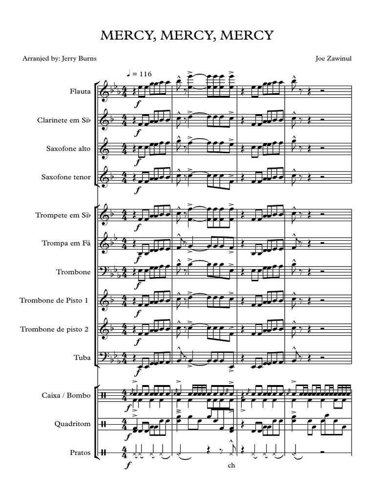 MERCY, MERCY, MERCY - Partitura Completa | PDF