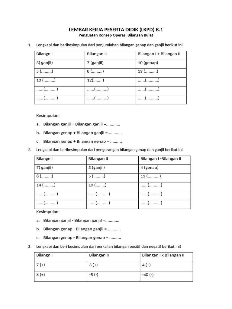 Lembar Kerja Peserta Didik B 1 | PDF