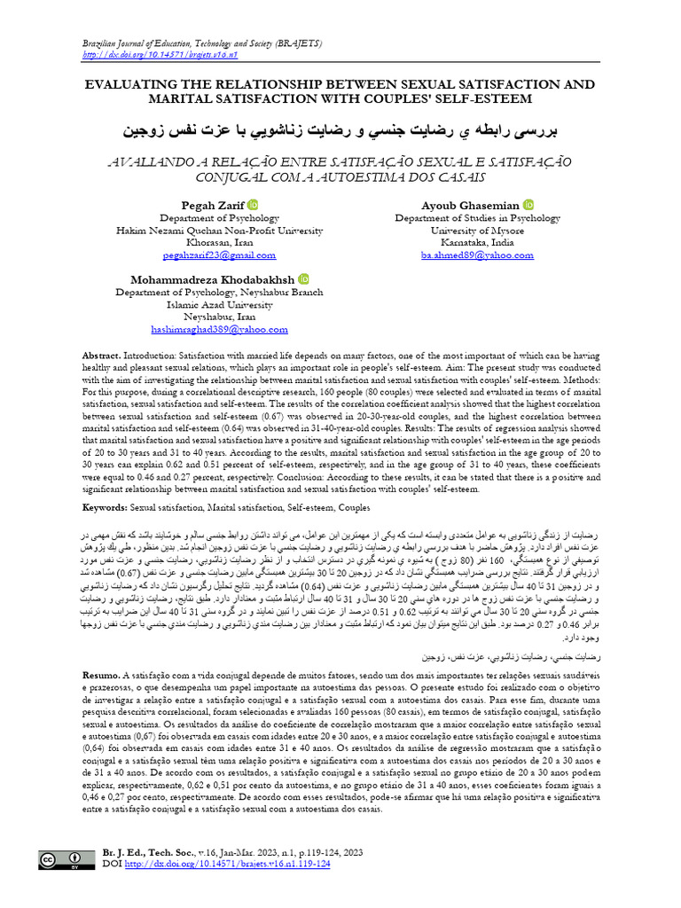 Evaluating The Relationship Between Sexual Satisfa | PDF