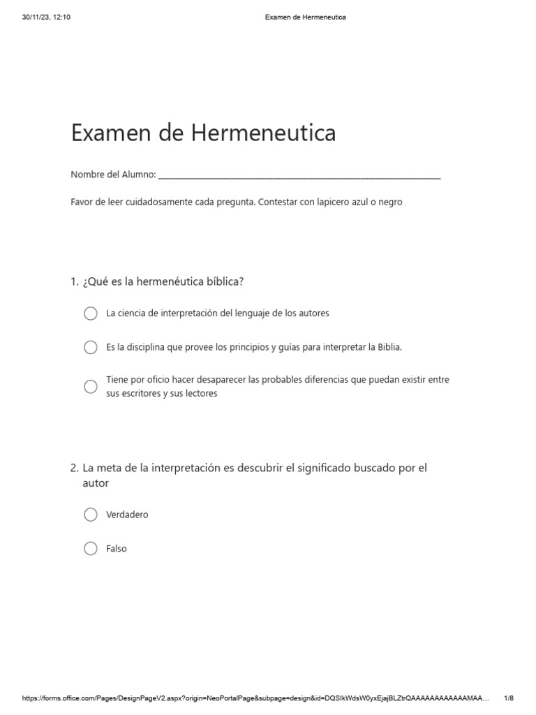 Examen de Hermeneutica | PDF