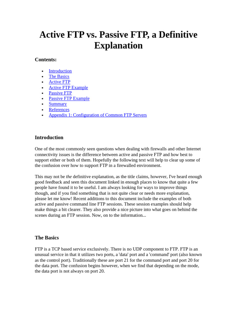 Active FTP Vs Passive FTP | PDF