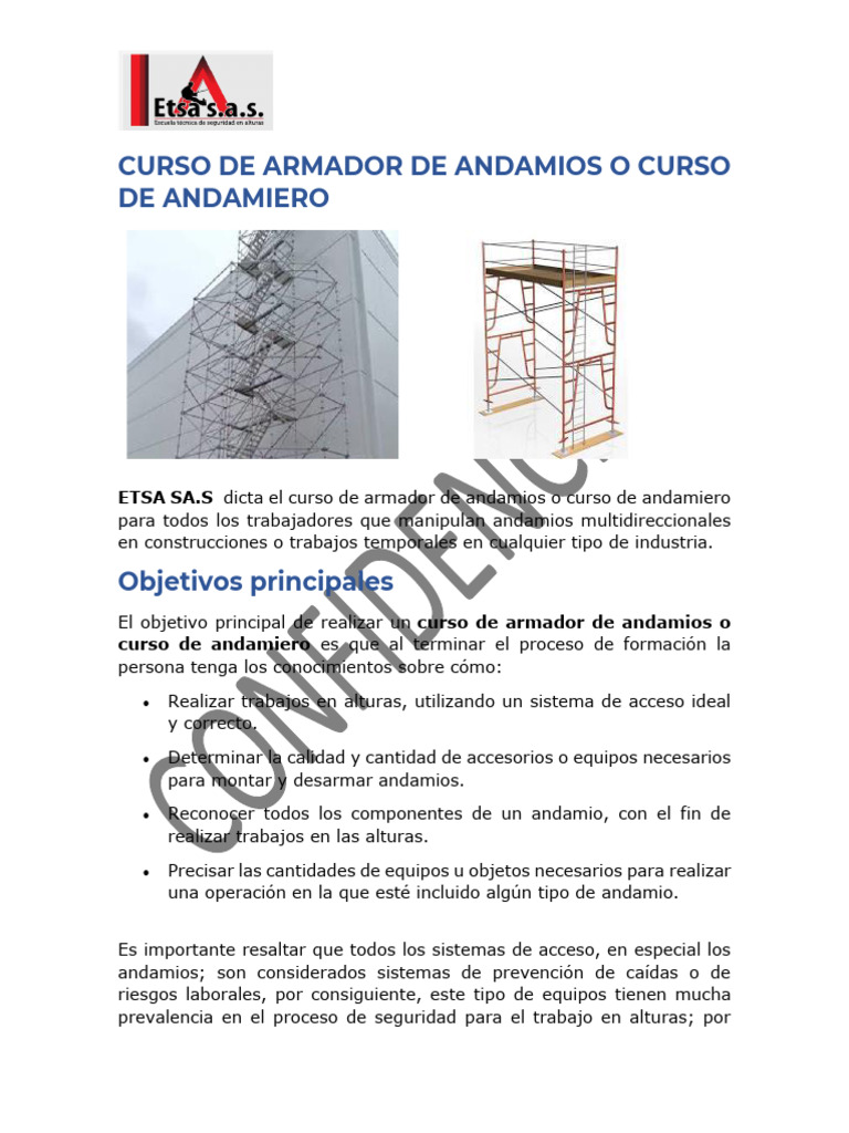 Curso de Armador de Andamios o Curso de Andamiero | PDF
