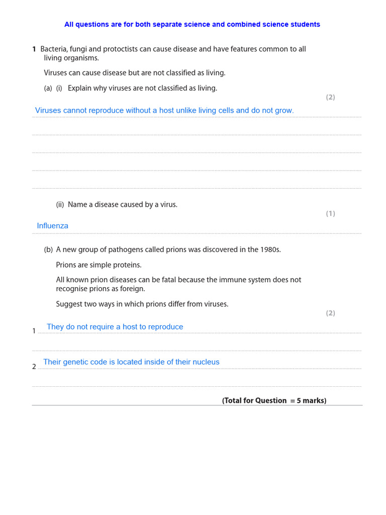 Variety of Living Organisms QP | PDF