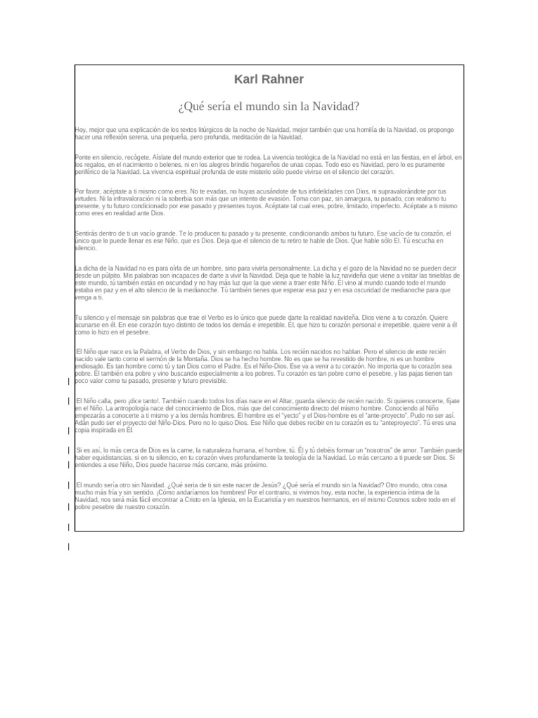 Rahner, K. - Qué Sería El Mundo Sin La Navidad | PDF