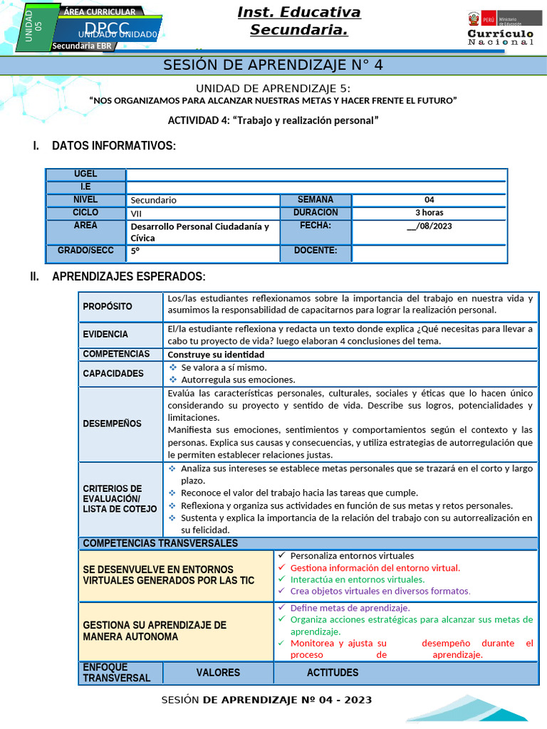 5º DPCC - Ses 4 Uni 5 - Sem 04 | PDF