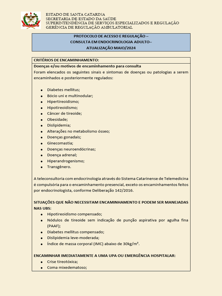 Protocolo de Encaminhamento SANTA CATARINA | PDF