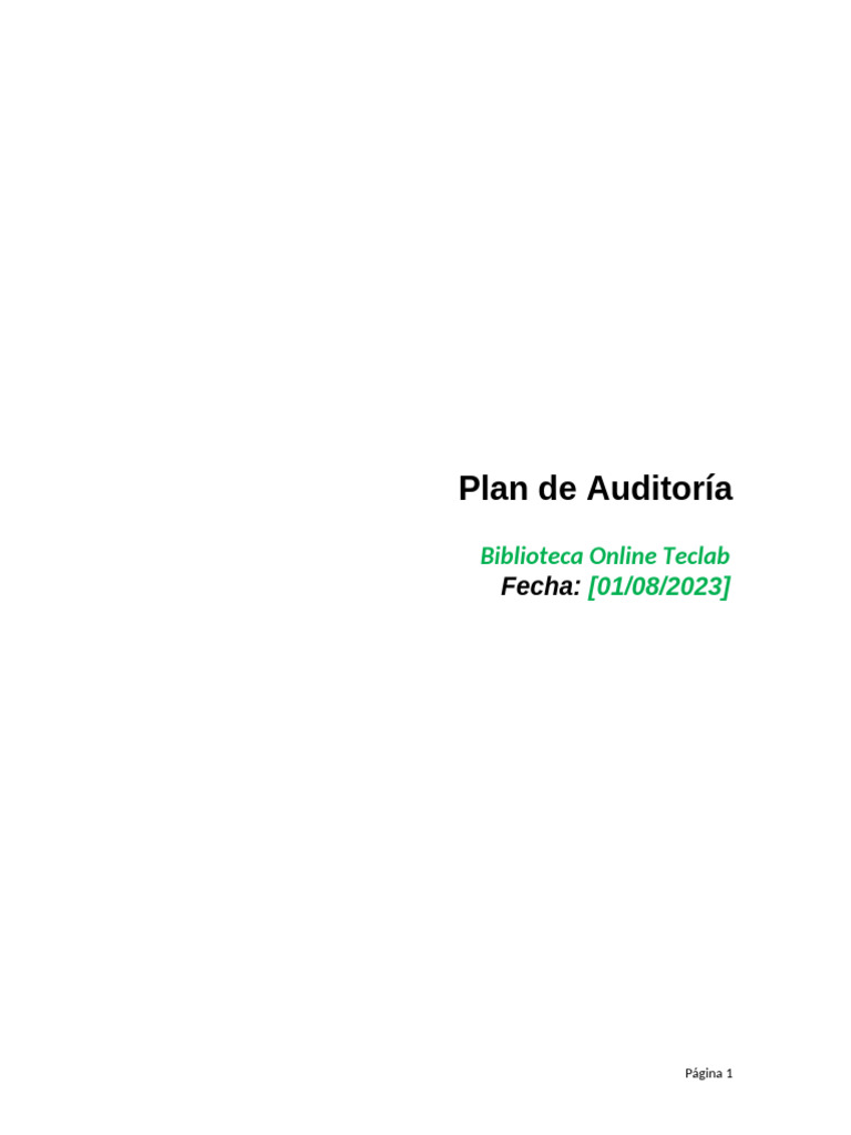 7 - Documento Plan de Auditoria - PEREZ AGUSTIN GABRIEL | PDF