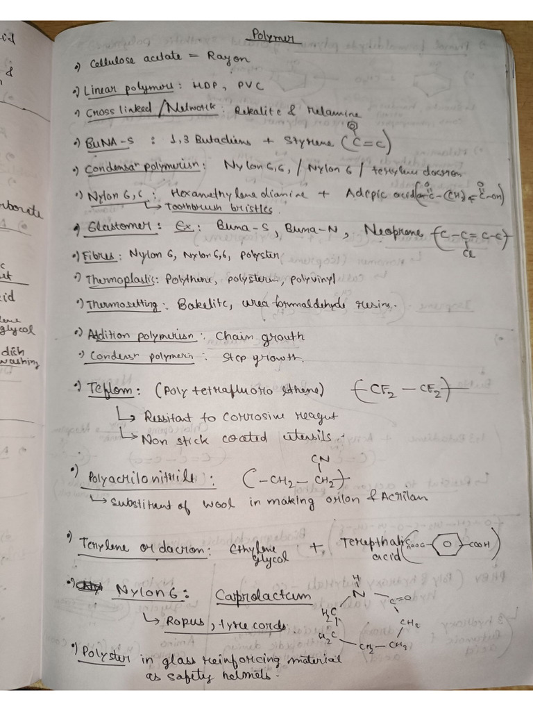 Important Polymers Chart | PDF