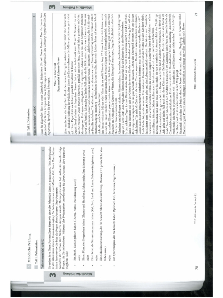 Mündliche Prüfung Telc b2 Test 3 | PDF