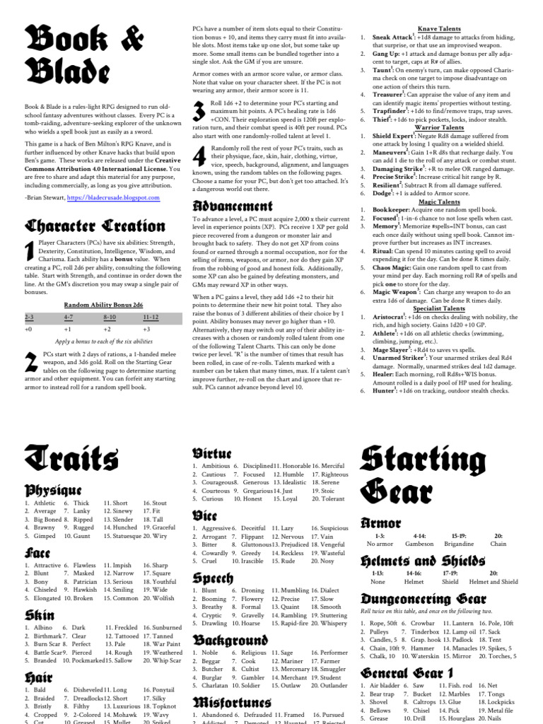 Book & Blade With Races | PDF