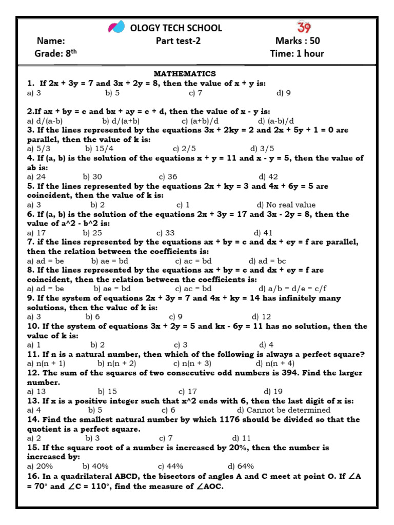 8th Part test-2 | PDF