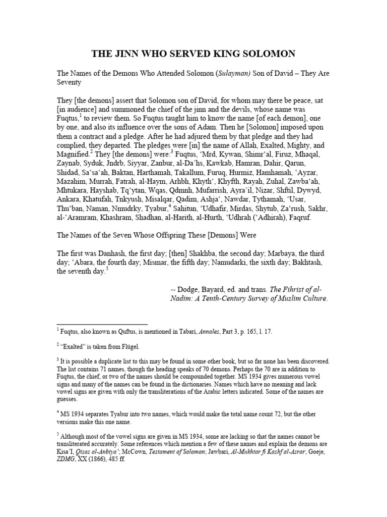The Jinn Who Served King Solomon | PDF
