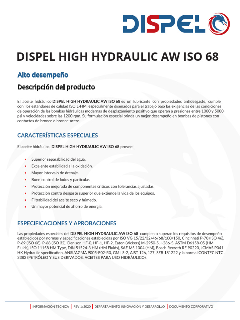 Dispel High Hydraulic Iso 68 Aw | PDF