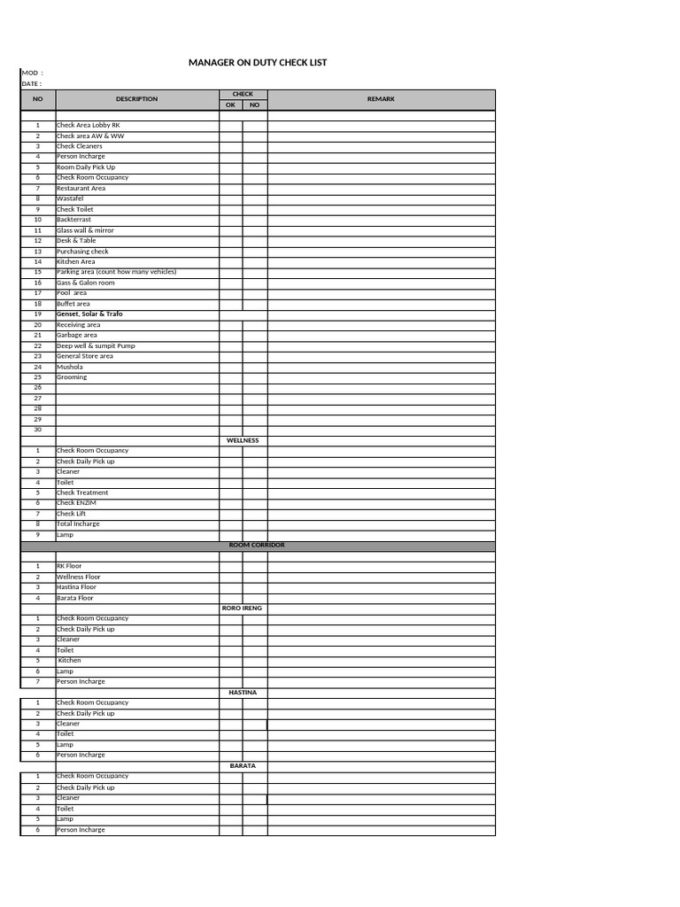 Chek List MOD 2024 | PDF