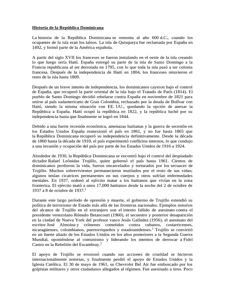 Historia de La República Dominicana X Periodos | PDF | República Dominicana