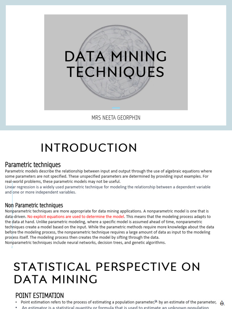 Data Mining Techniques | PDF | Estimator | Teaching Methods & Materials