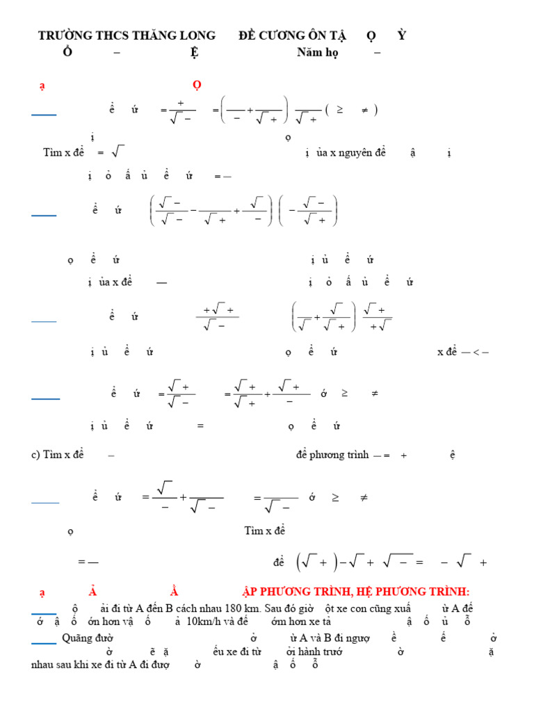 De Cuong Hoc Ky 2 Toan 9 Nam 2022 2023 Truong Thcs Thang Long Ha Noi | PDF