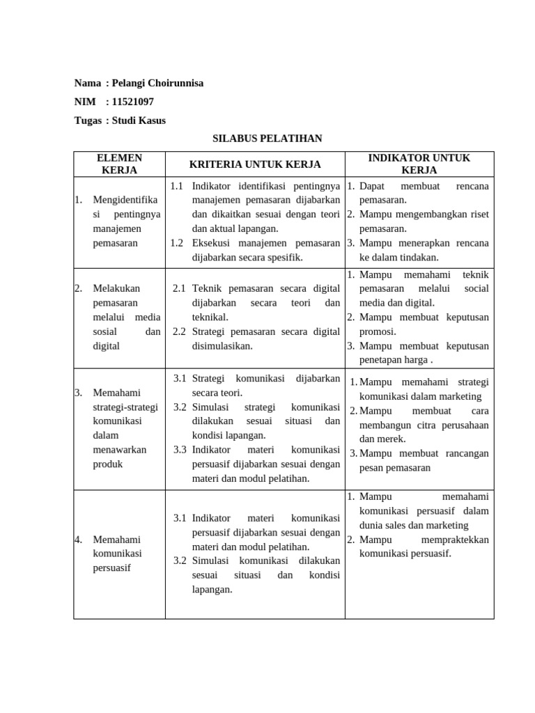 (Pelangi) - Silabus Dan Lesson Plan Pelatihan | PDF