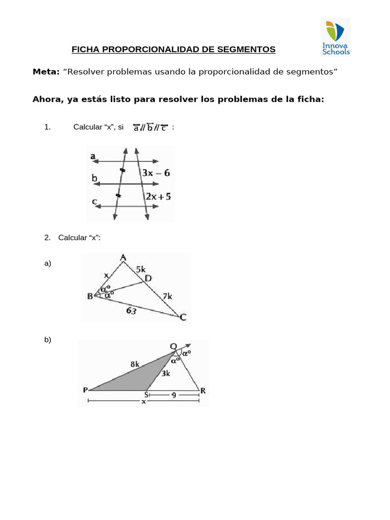 Ficha_-_Proporcionalidad_de_segmentos | PDF