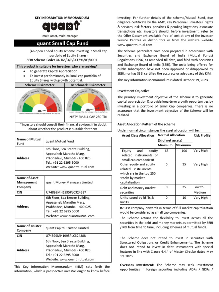 QUANT SMALL CAP FUND | PDF