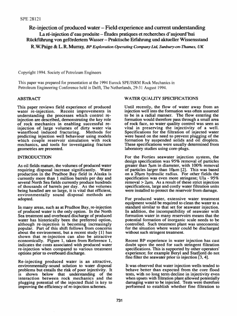 Re-Injection of Produce Water | PDF