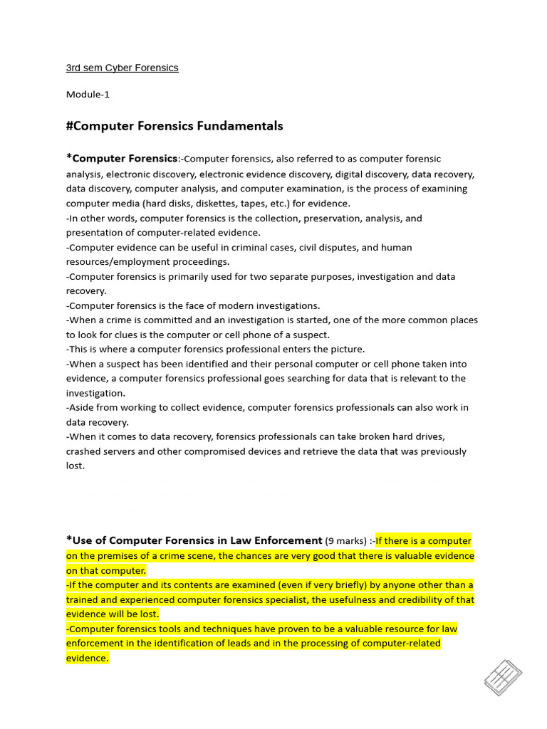 Cyber Forensics Module 1,2,3,4 | PDF