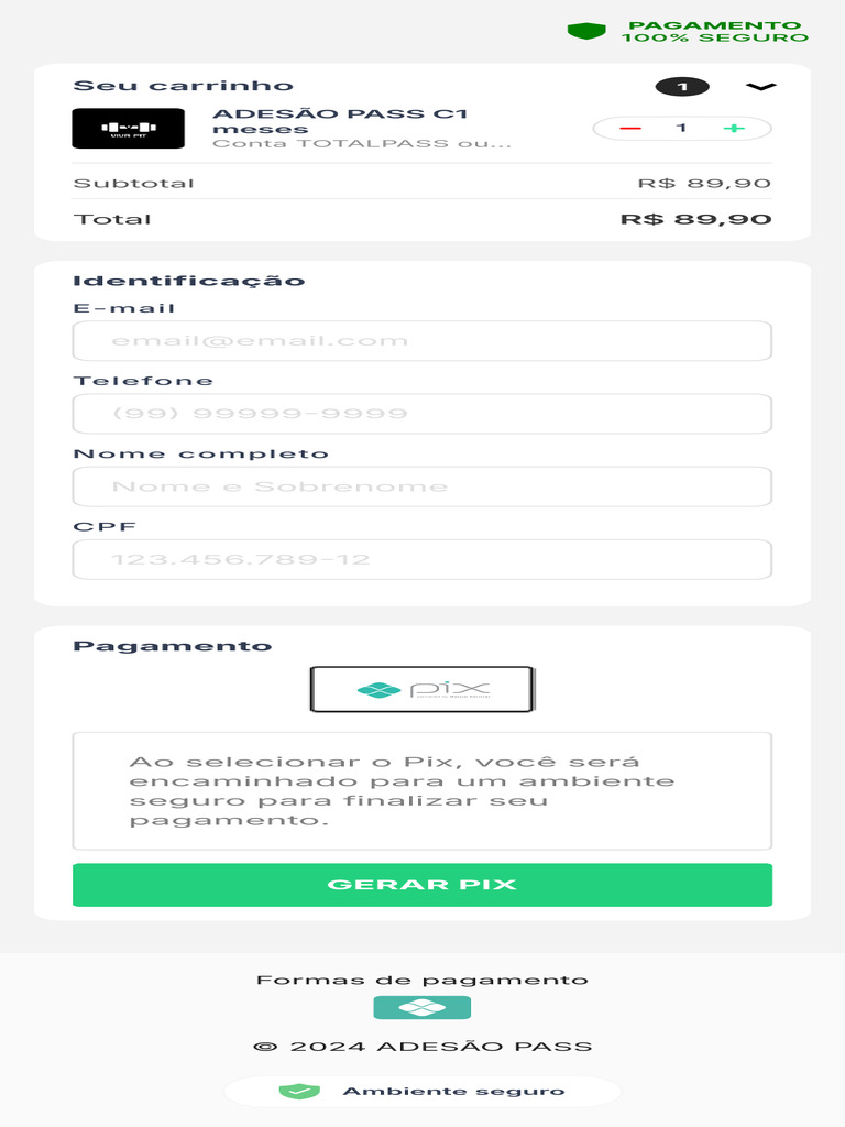 ADESÃO PASS - Checkout | PDF