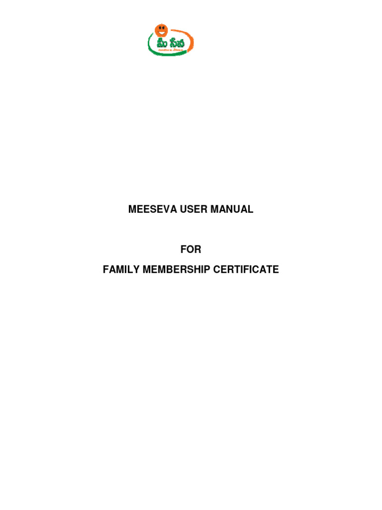 MEESEVA User Manual - Family Membership Certificate - User Manual For Kiosk Ver 1.2 | PDF
