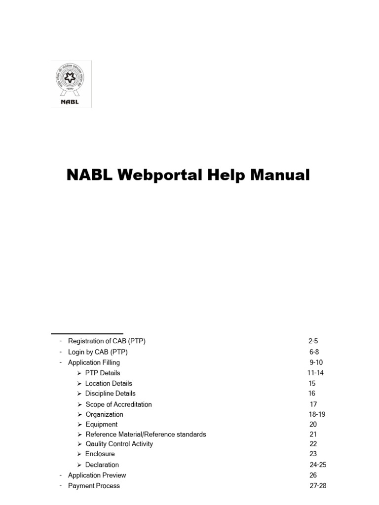 NABL Webportal Help Manual For PTP | PDF