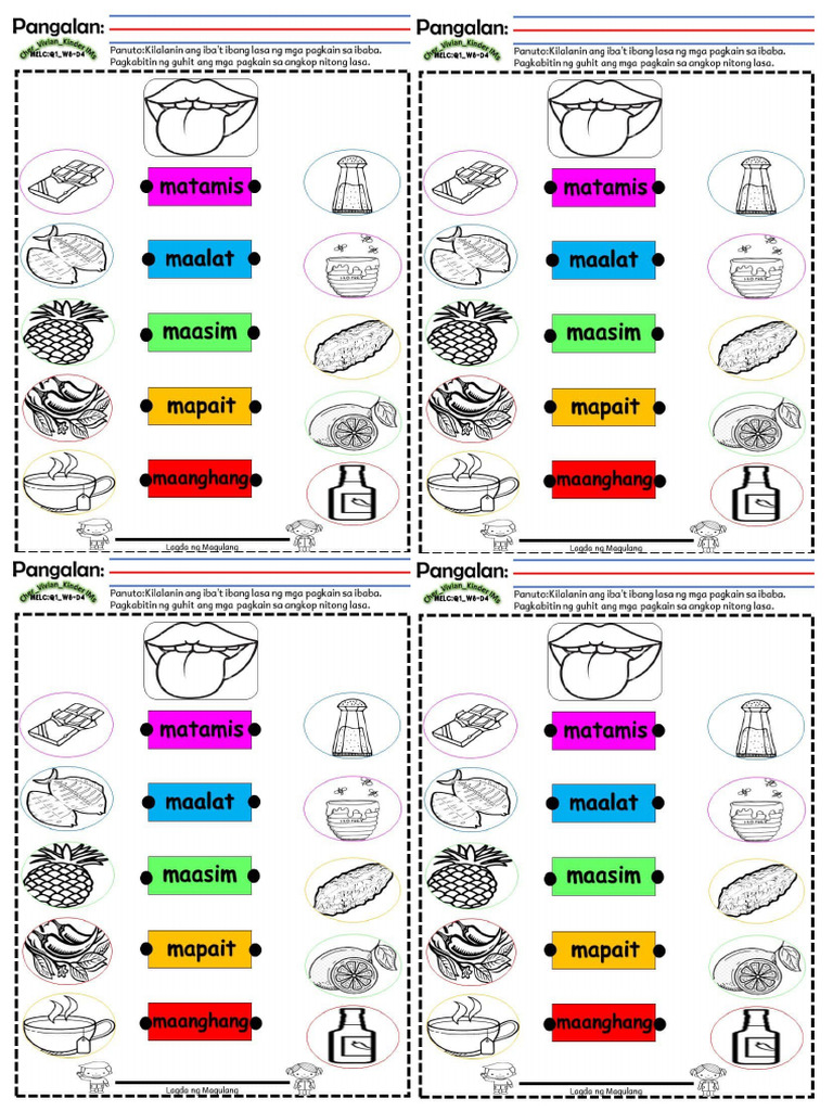 Taste Worksheet | PDF