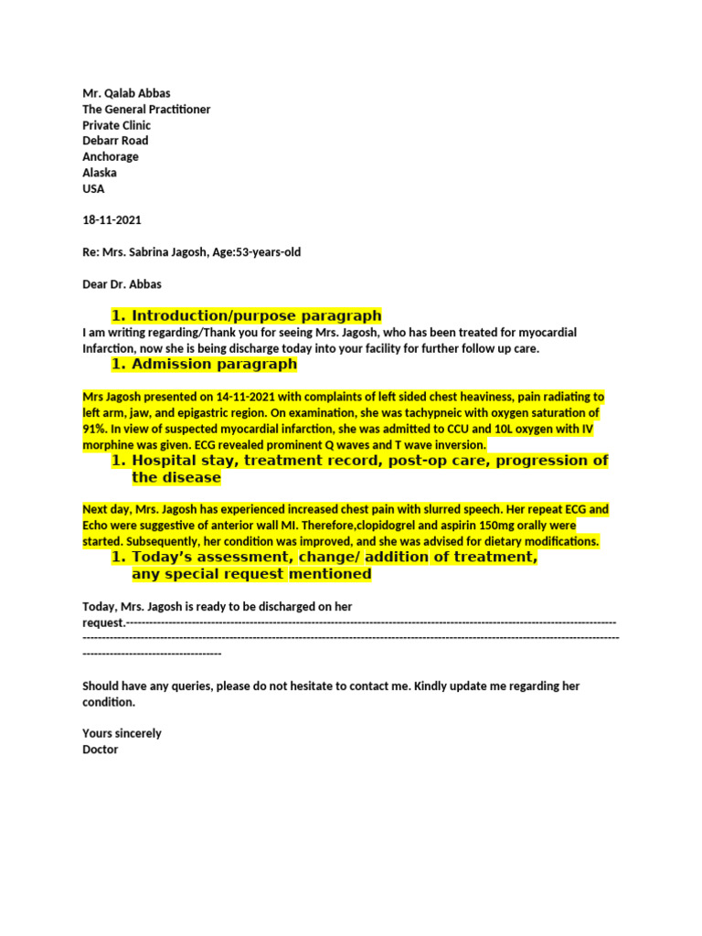 Discharge Letter Medicine DR | PDF