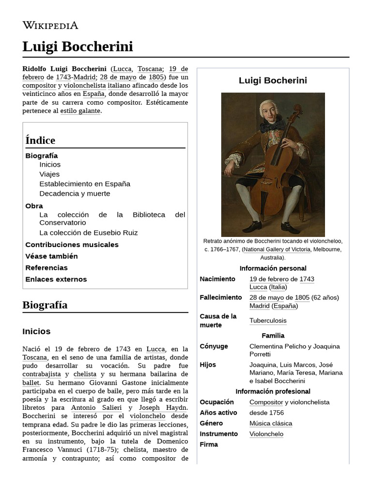 Luigi - Boccherini 1743-1805 | PDF
