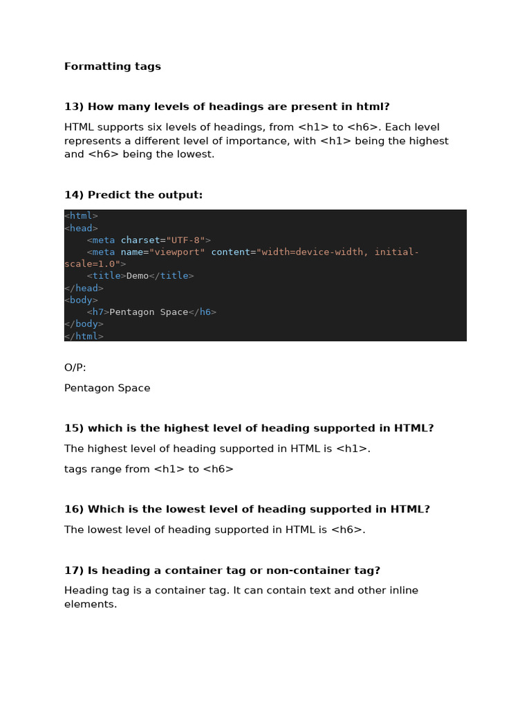 Formatting Tags | PDF