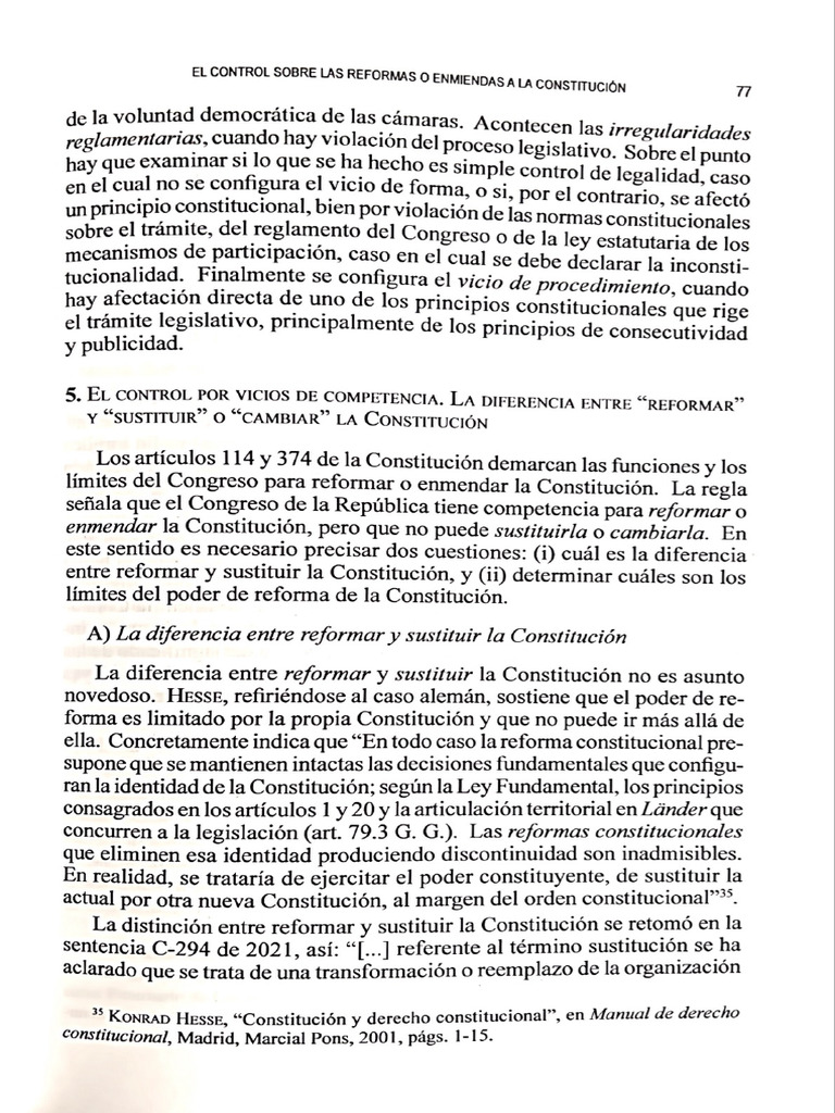 Control de Constitucionalidad Sobre Actos Reformatorios de La ...