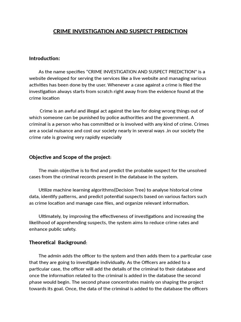 Crime Investigation and Suspect Prediction | PDF
