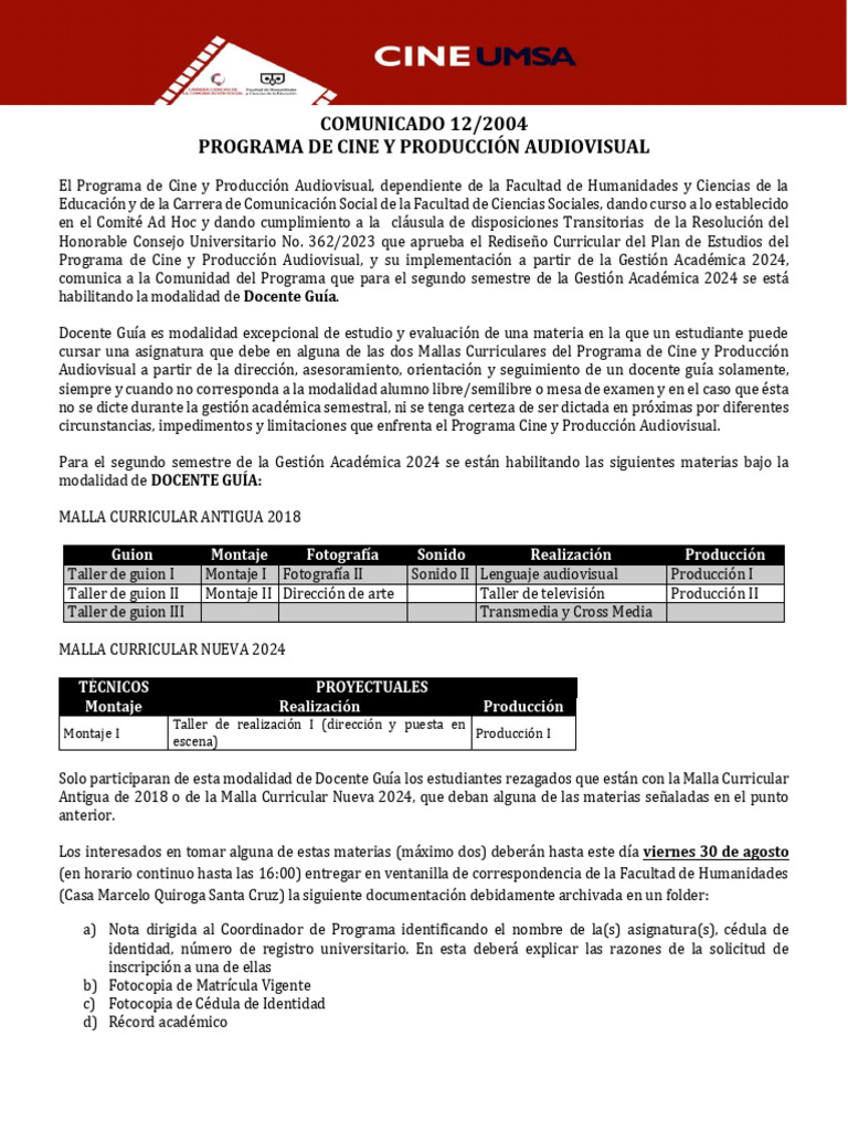 2024 - 012 Comunicado Docente Guia 2024 | PDF | Maestros | Crecimiento personal y profesional