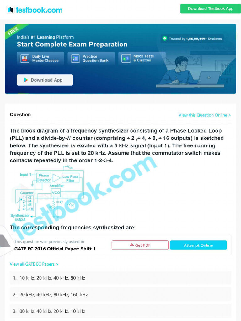 The Block Diagram of A Frequency Synthesizer Consi ...