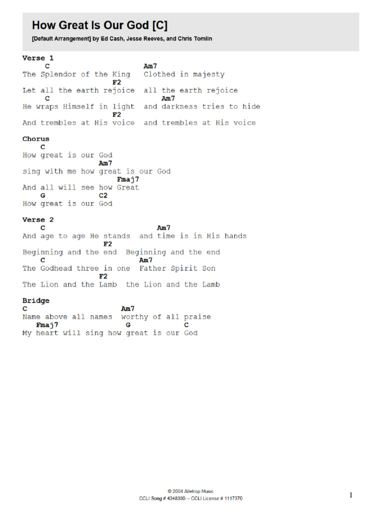 Song - How Great Is Our God | PDF
