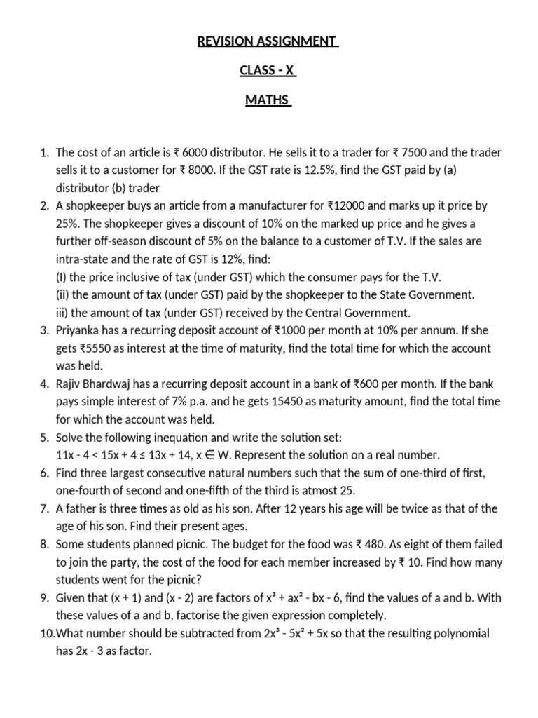 IX Revision Assignment 2 | PDF