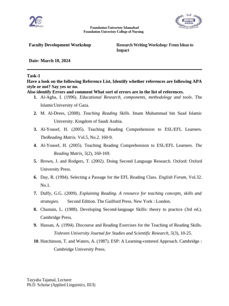 Workshop Activity Pdf