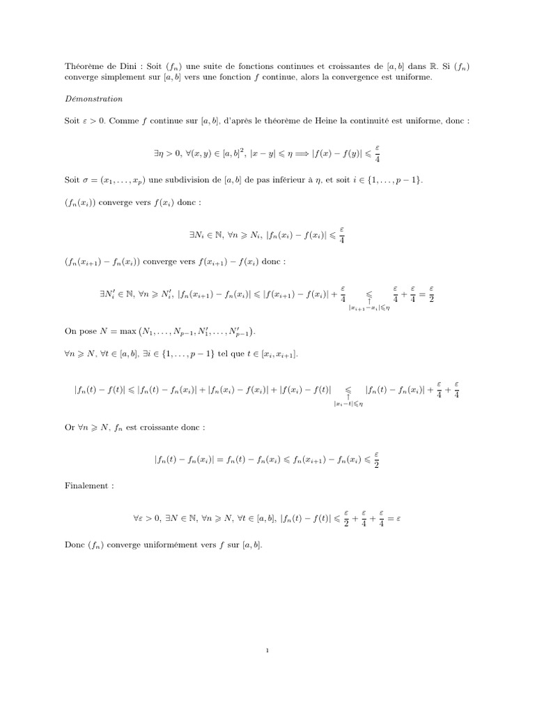 Un Théorème de Dini | PDF