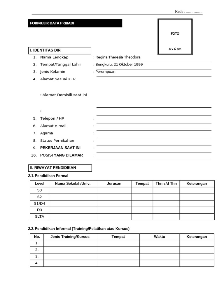 Format DRH Dan Surat Pernyataan | PDF