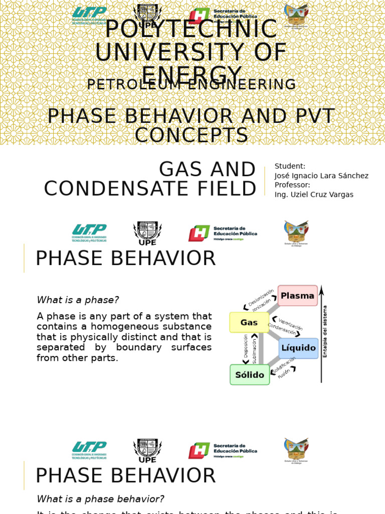 Phase Behavior and PVT Concepts - José Ignacio Lara Sánchez | PDF
