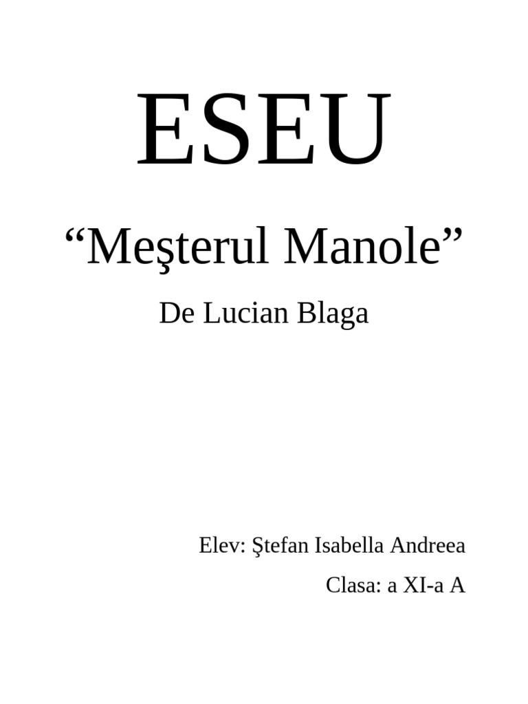 Mesterul Manole | PDF