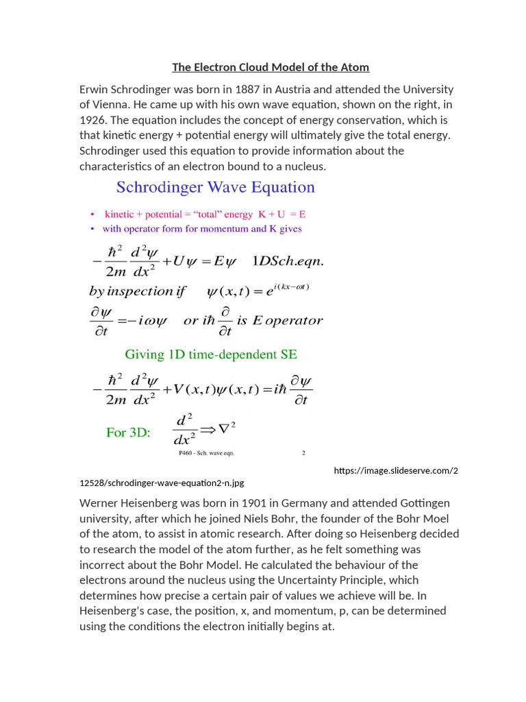 Electron Cloud Model of The Atom | PDF