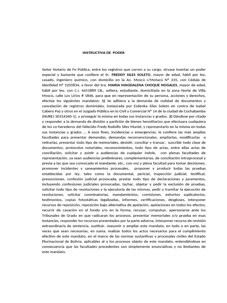 Instructiva de Poder Herencia | PDF