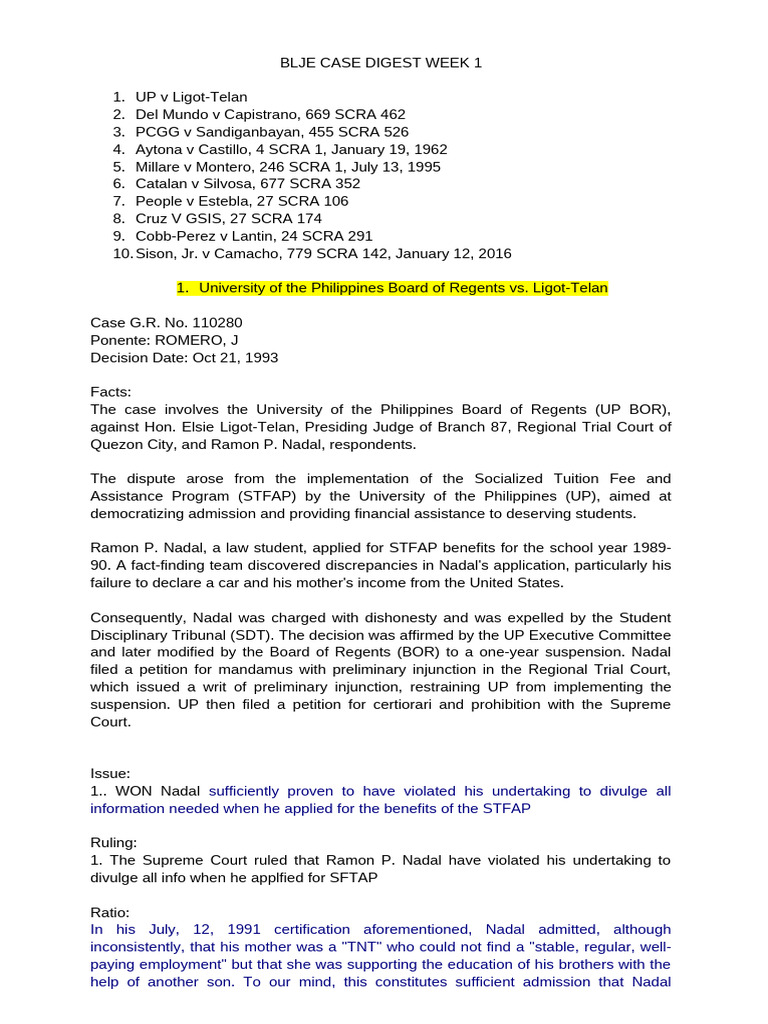 Blje Case Digest Week 1 | PDF